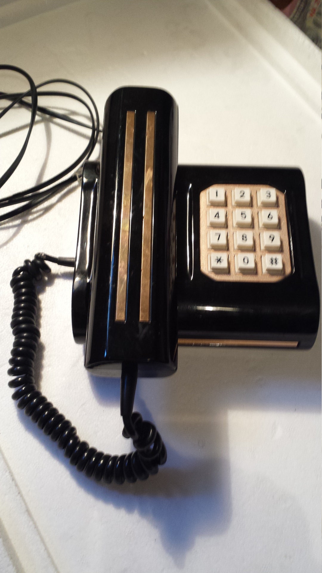 Works Black Vintage Telephone, Manual Telephone. Landline Button ...