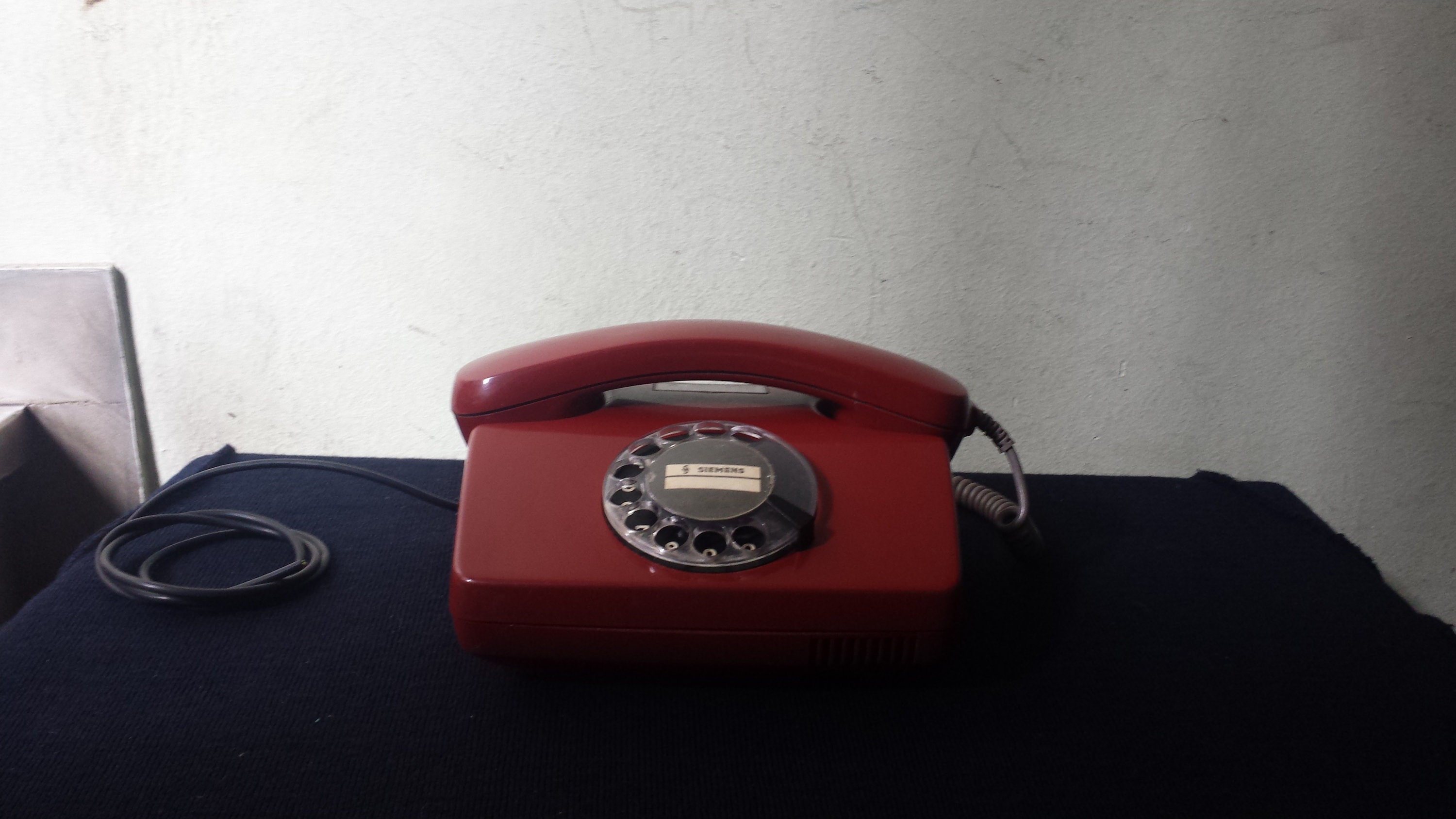 Teléfono rojo vintage, teléfono rotativo, rectangular, teléfono fijo ...