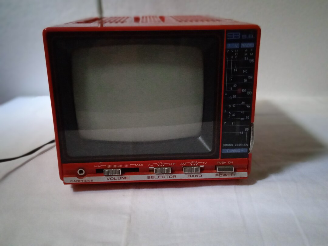 Mini TV, Radio and Television, Vintage Red Color With Two AM/FM Bands ...