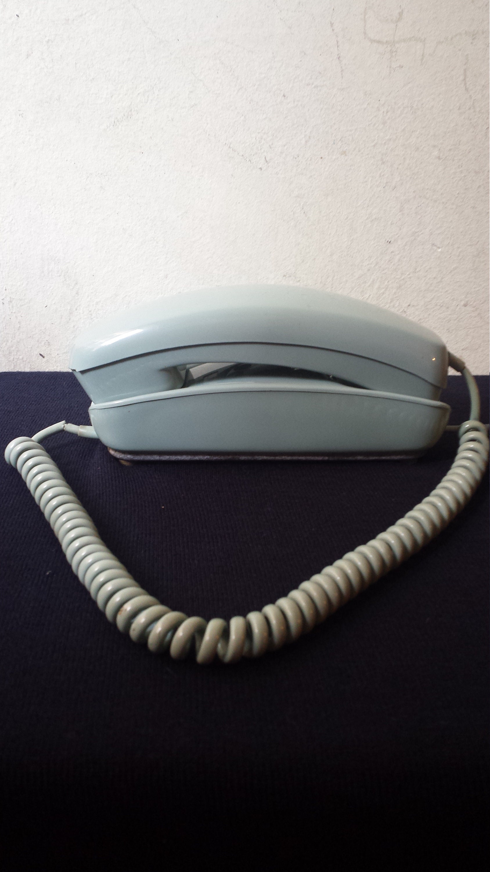Working Vintage Manual Landline Telephone, Rectangular Green Color ...