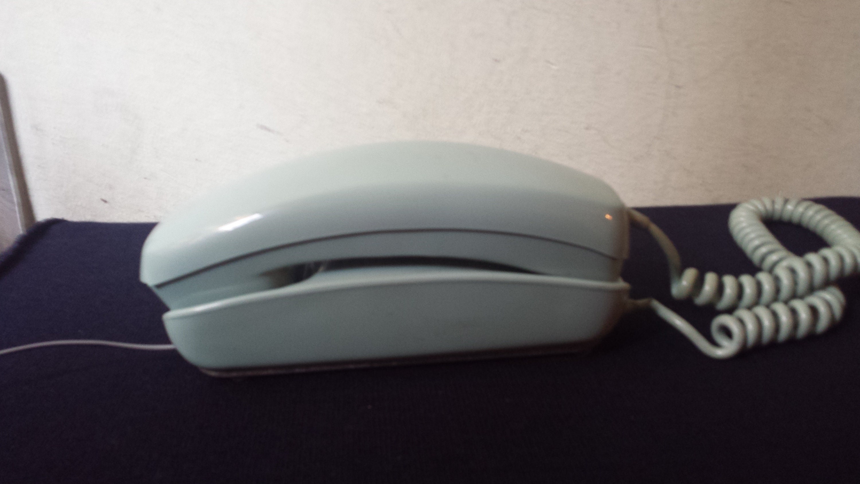 Working Vintage Manual Landline Telephone, Rectangular Green Color ...