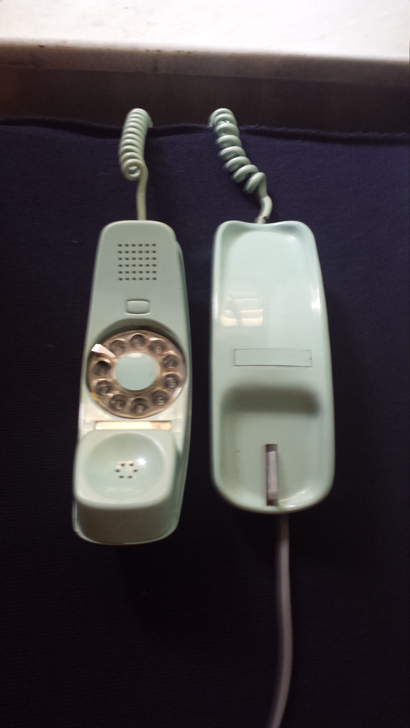 Working Vintage Manual Landline Telephone, Rectangular Green Color ...