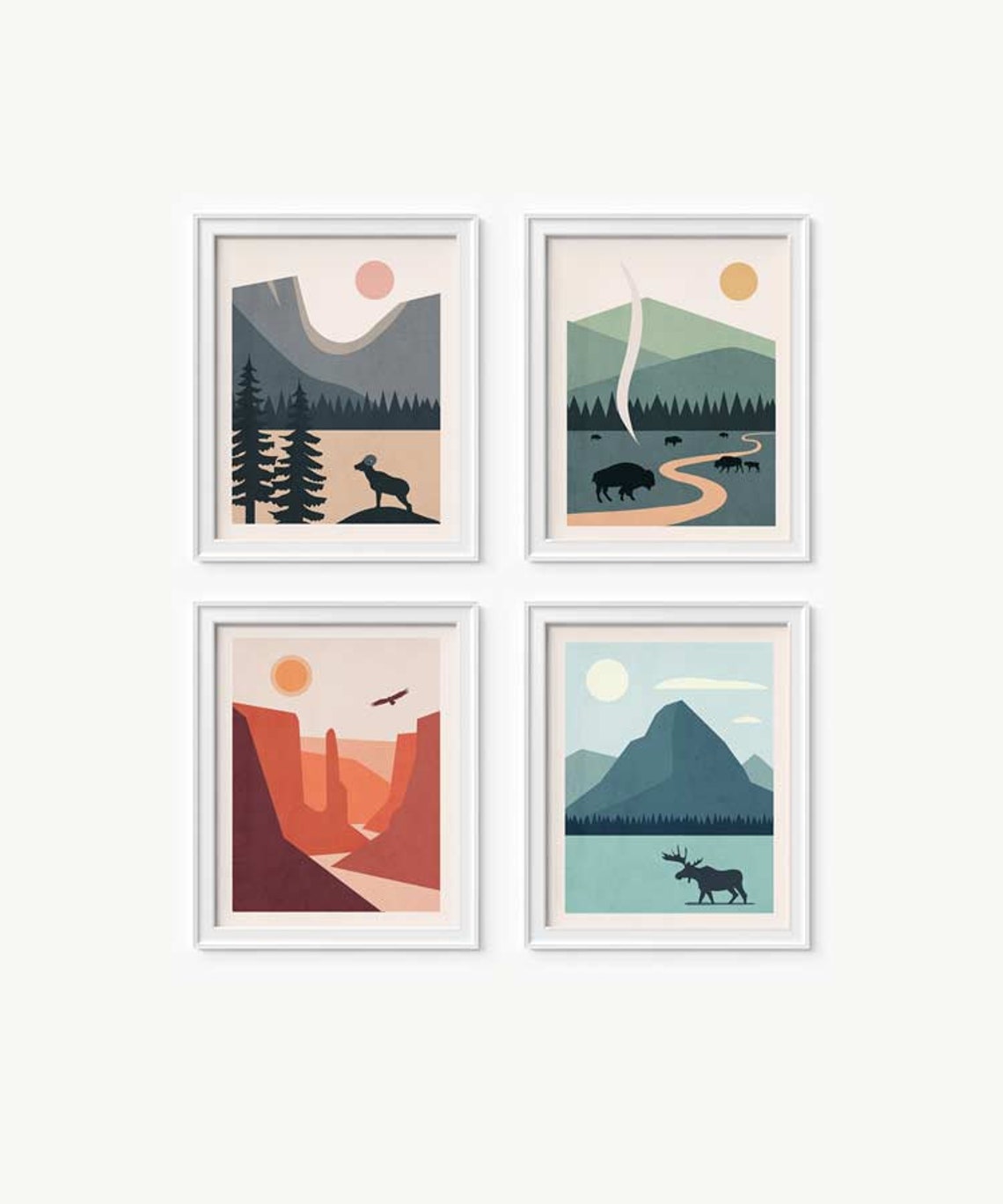 National Park Art Set of 4 Prints National Park Poster - Etsy