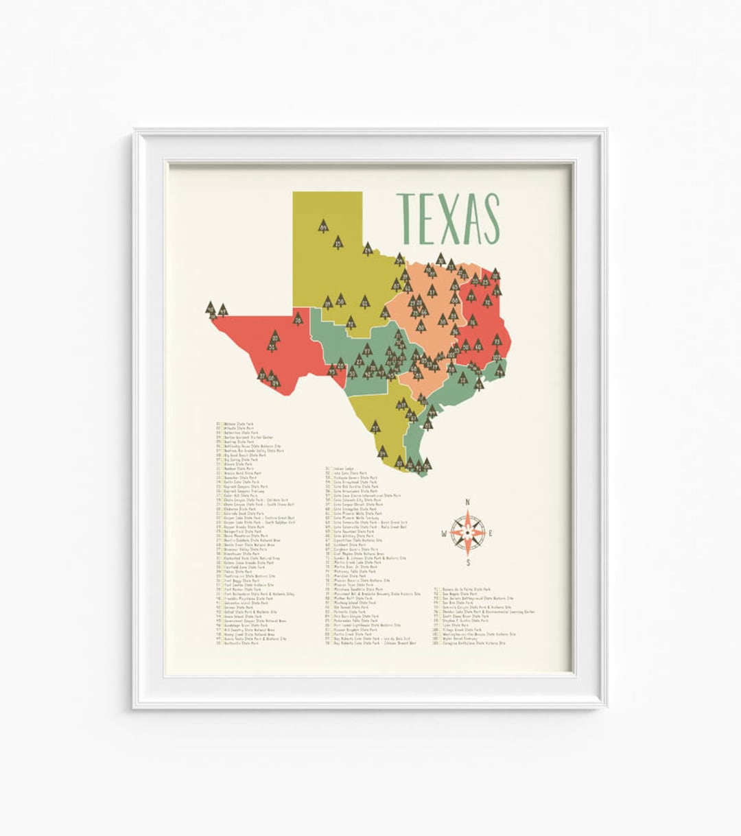 TEXAS PARKS, Texas State Park Map, Texas Nursery Map, 2 Printable Files ...