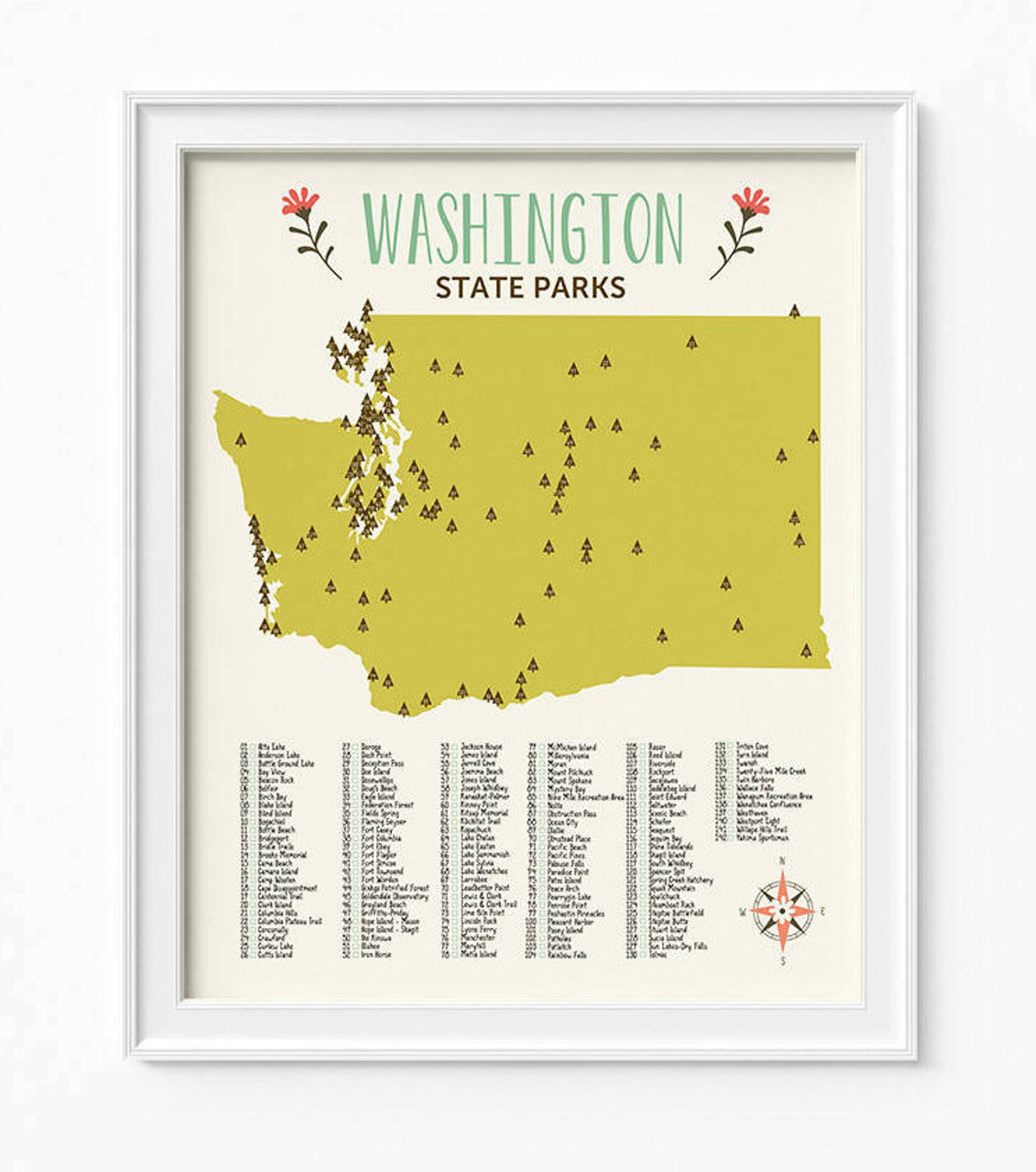 Washington State Parks Map 4 Printable Files JPEG Download - Etsy