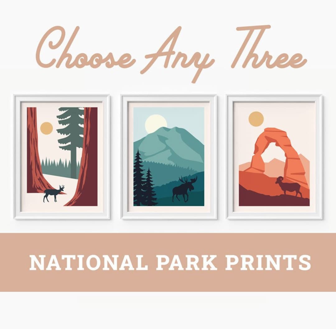 Money Saving Offer - Any 3 National Park Prints, Art Travel Poster ...