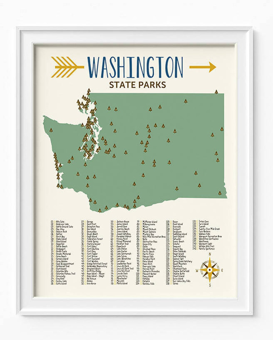Washington State Parks Map 4 Printable Files JPEG Download - Etsy