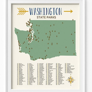 Washington State Parks Map, 4 Printable Files (JPEG) Download and Print ...