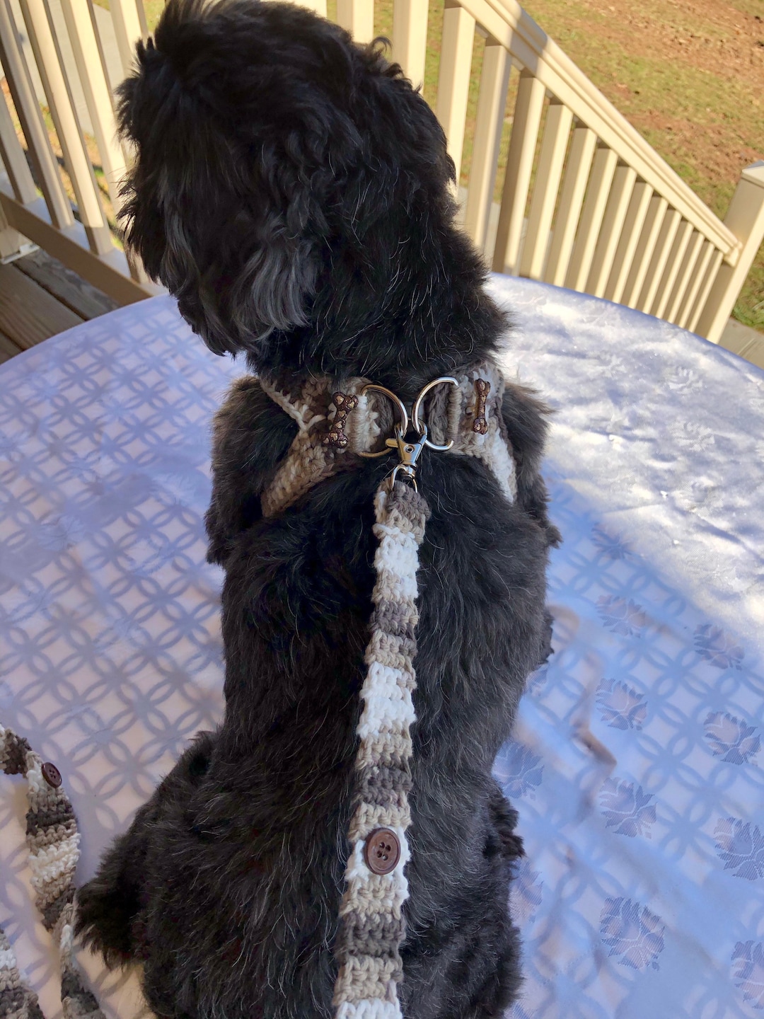 Crochet Dog Harness and Leash Set, Cotton Yarn Puppy Harness, Dog ...