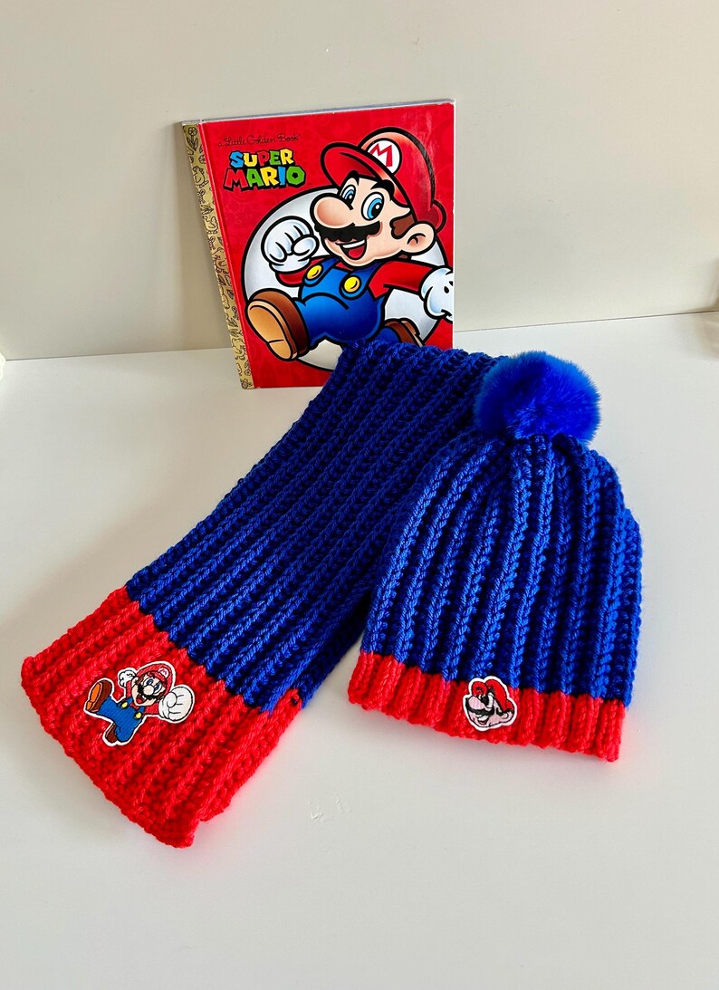 Super Mario Scarf, Red Hand-knitted Super Mario Scarf, Kids Scarf,super ...