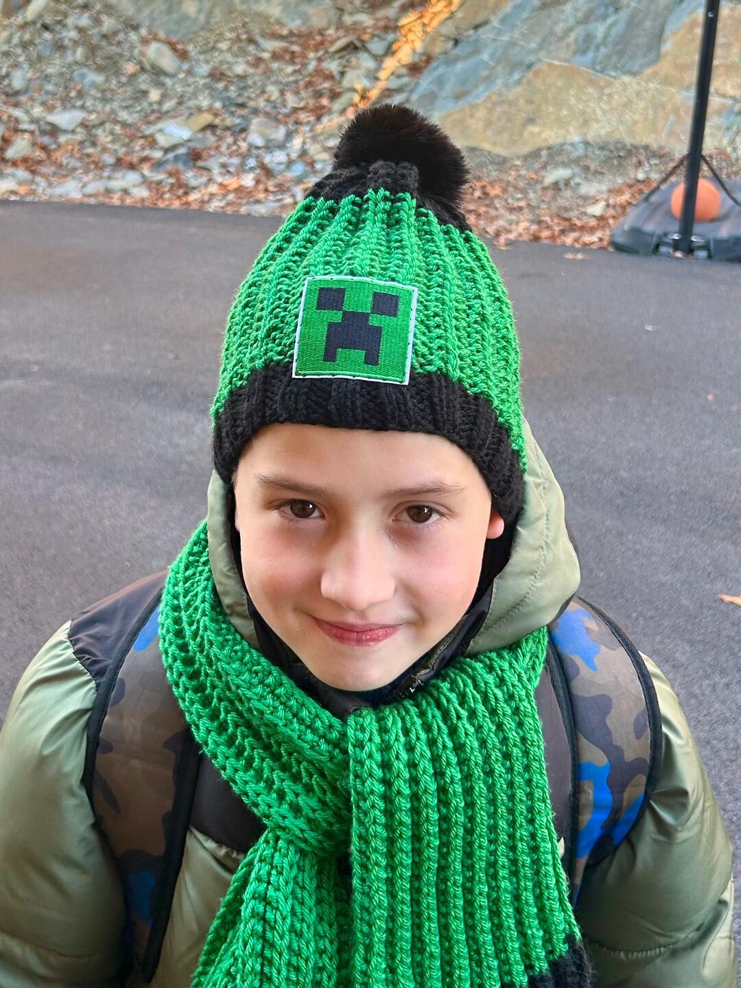 Minecraft Hat, Hand-knitted Minecraft Scarf, Kids Beanie,minecraft ...