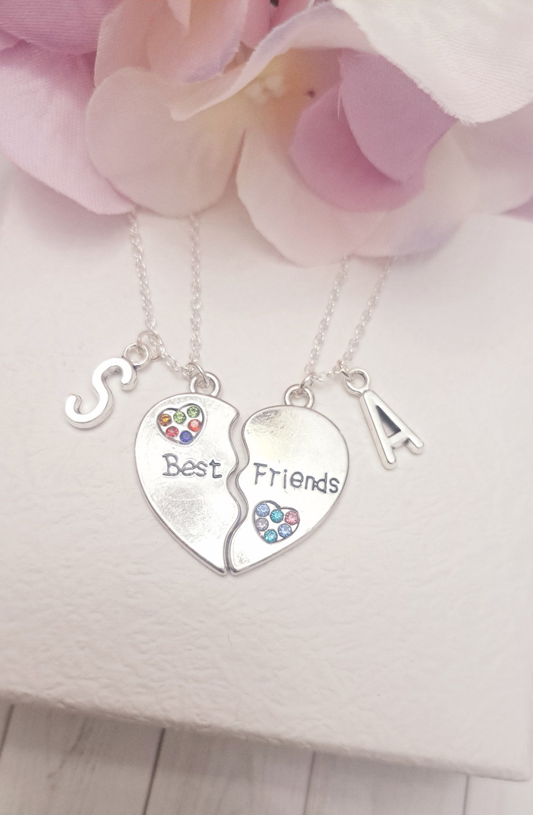 Best Friend Necklace Set of Two, Bff Gift, Best Friend Heart Necklace ...