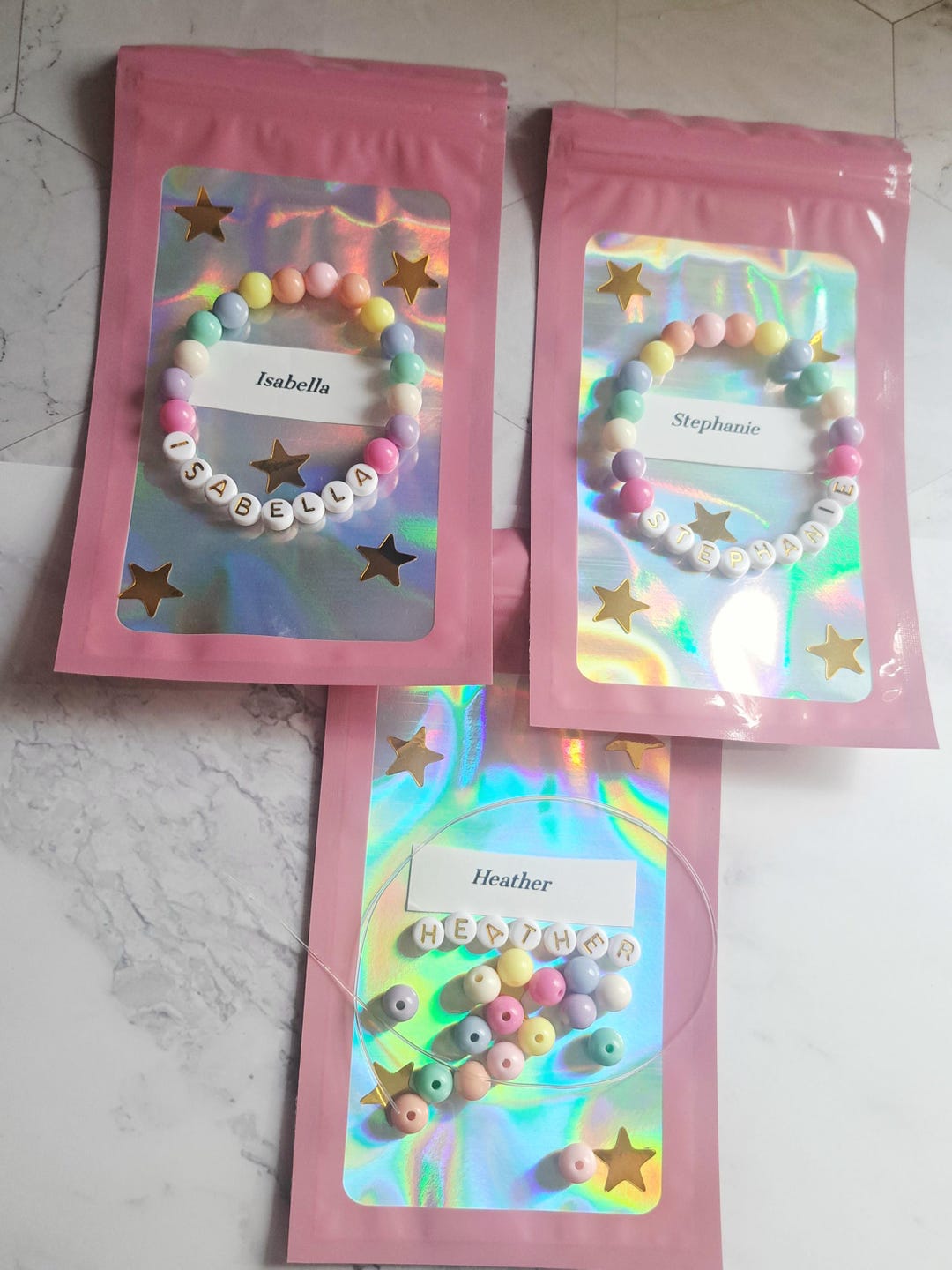 DIY Bracelet Kit: Girls Birthday Party Favor, Pastel Beads - Etsy