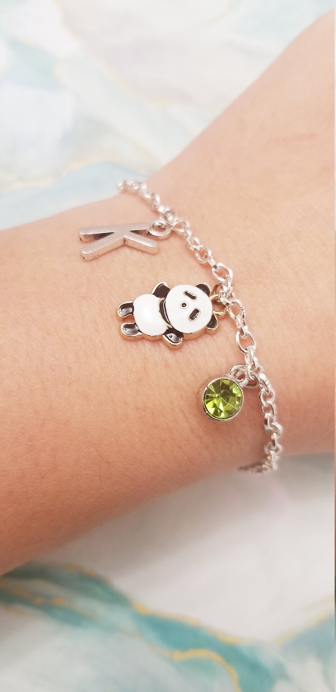 Panda Bracelet, Panda Gift, Panda Charm Bracelet, Name Bracelet, Gift ...