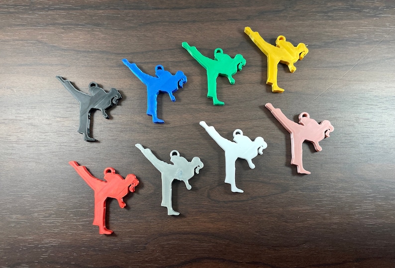 Girl Kicking Karate Keychain, Martial Arts Accessory, Custom Colors Key ...