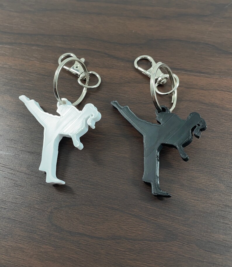 Girl Kicking Karate Keychain, Martial Arts Accessory, Custom Colors Key ...