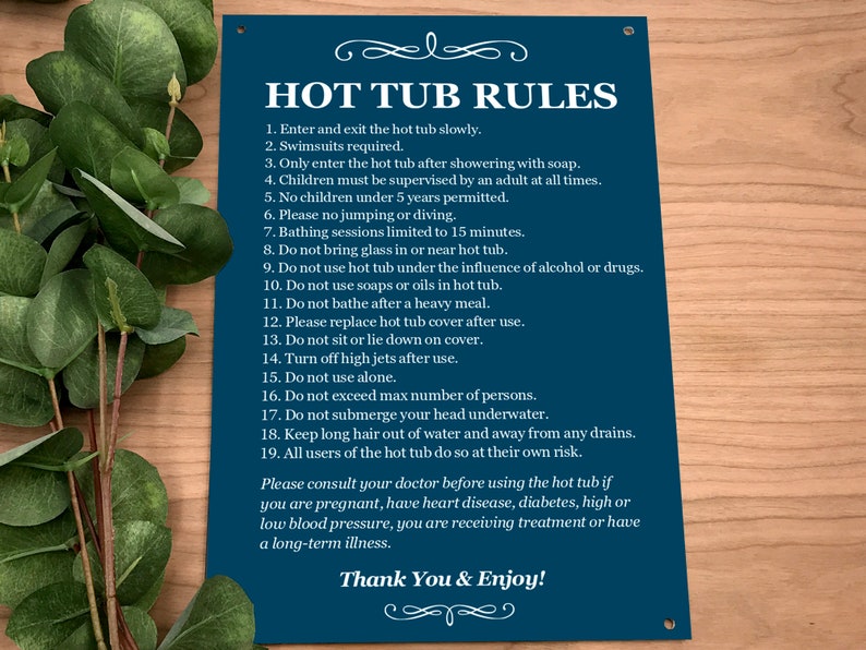Hot Tub Rules Sign Engraved Outdoor Signage | Etsy