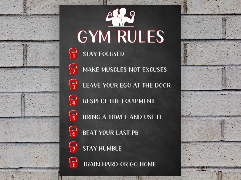 Gym Rules A3 Adhesive Sign - Etsy UK
