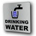 Metallic Silver Drinking Water Sign: UV Printed Aluminum, Self-adhesive ...