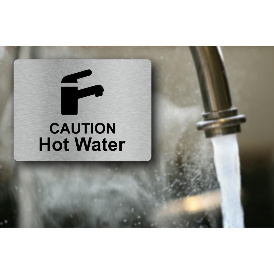 Metallic Silver Caution Hot Water Sign - UV Printed Aluminum - Etsy