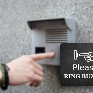Black "please Ring Buzzer" Self-adhesive Sign - UV Printed 120mm X ...