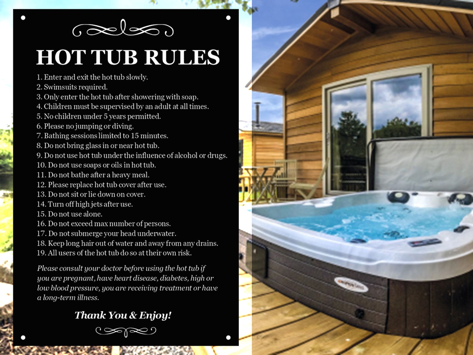 Hot Tub Rules Sign Engraved Outdoor Signage | Etsy