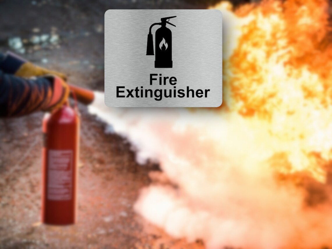 Metallic Silver Fire Extinguisher Sign: UV Printed, Indoor/outdoor ...