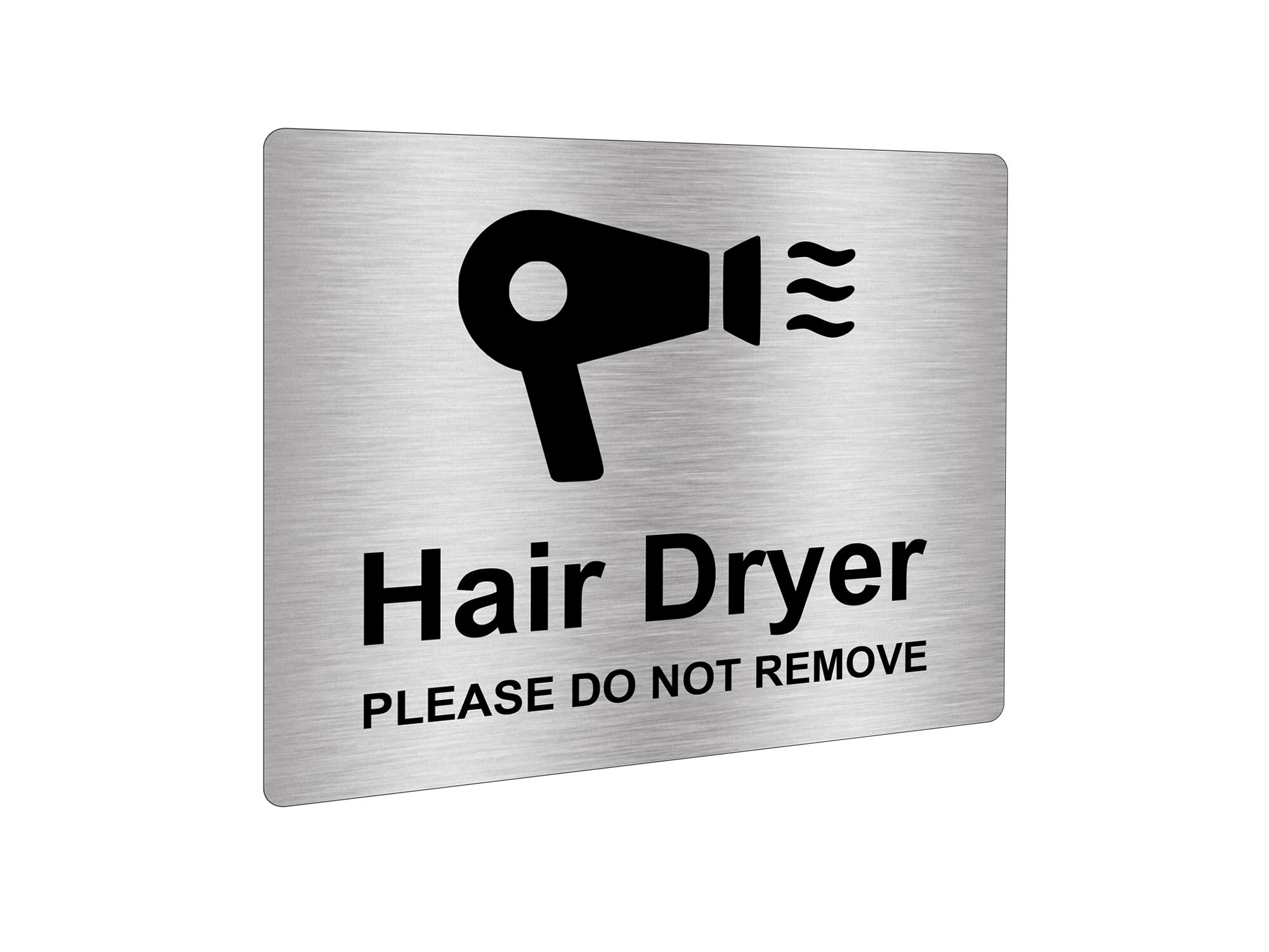 Hair Dryer Sign: Metallic Silver Acrylic Adhesive Notice (12cm X 10cm ...