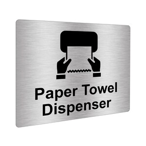 Paper Towel Dispenser Sign Adhesive Sticker Notice, Metallic Silver ...