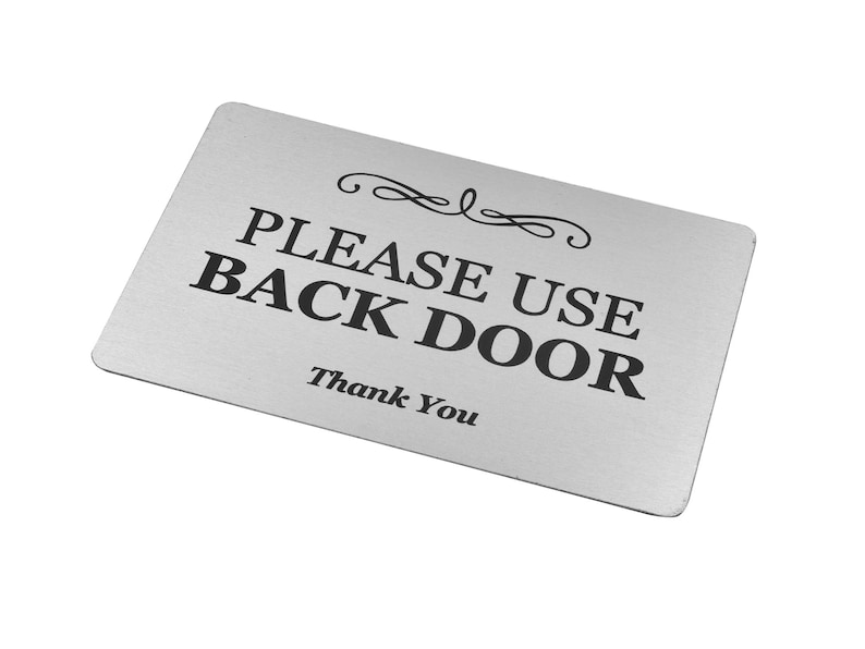 Please Use Back Door Sign Self Adhesive Aluminium Metal - Etsy