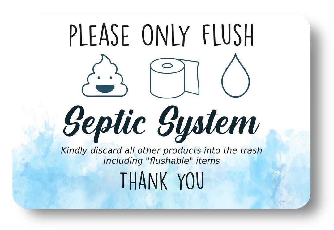 Septic Tank Sign Bathroom Reminder. Flush Toilet Paper Only. Self ...