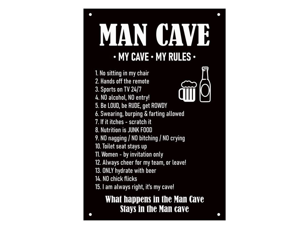 Man Cave Rules - Novelty Fun Sign Plaque, Father's Day Gift, Dad's ...
