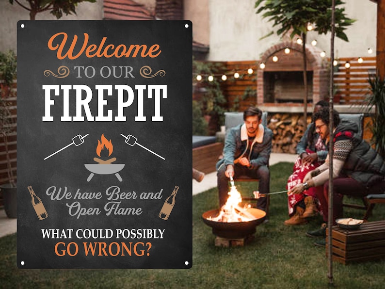 Welcome to Our Firepit, Outdoor Decorative Sign, Novelty Gift - Etsy
