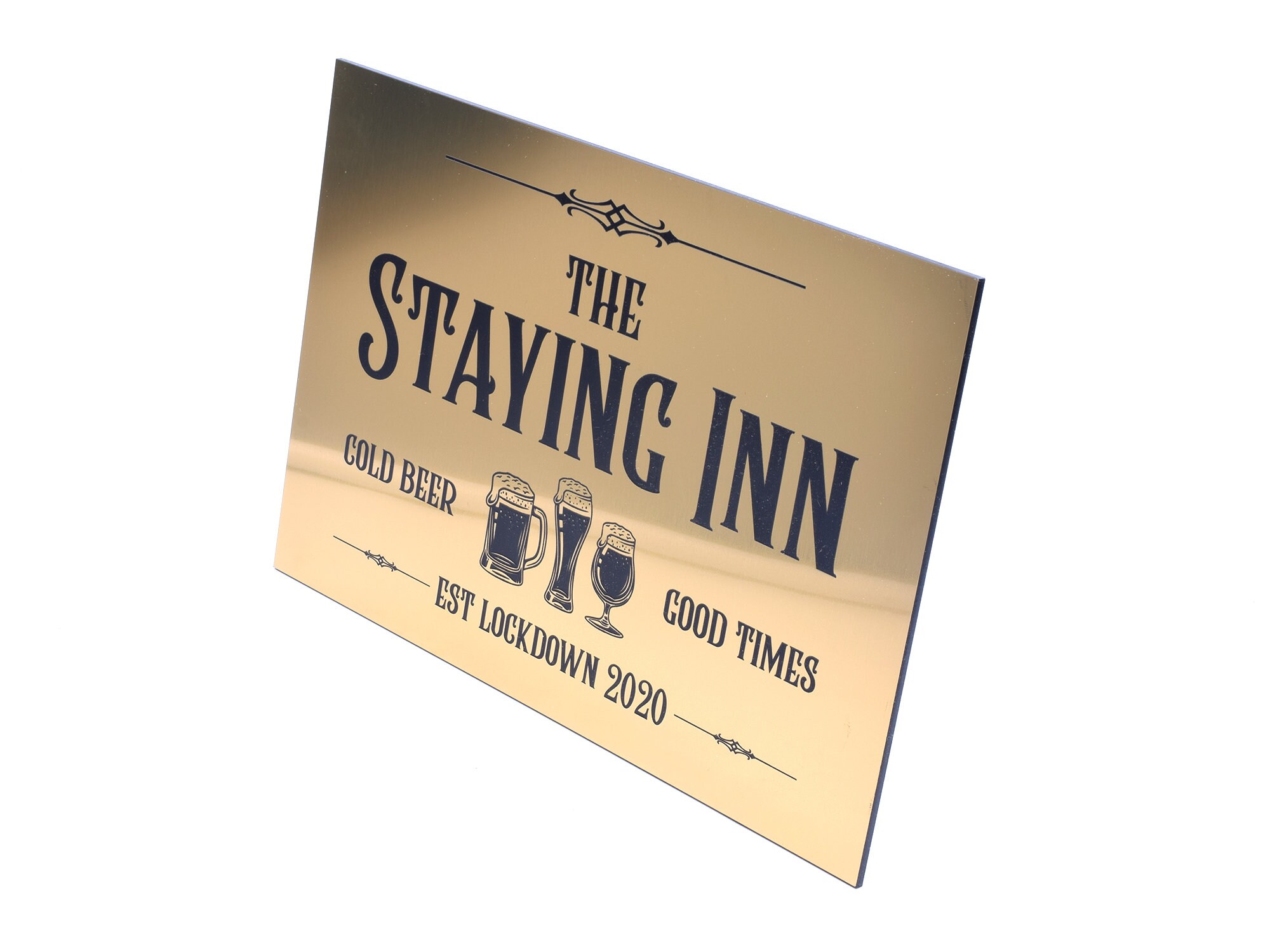The Staying Inn Novelty Lockdown Bar Sign Metallic Silver / - Etsy
