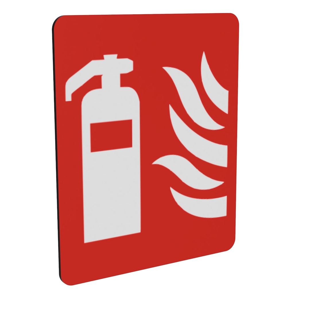 Red and White Fire Extinguisher Sign, High Strength Adhesive Backing ...