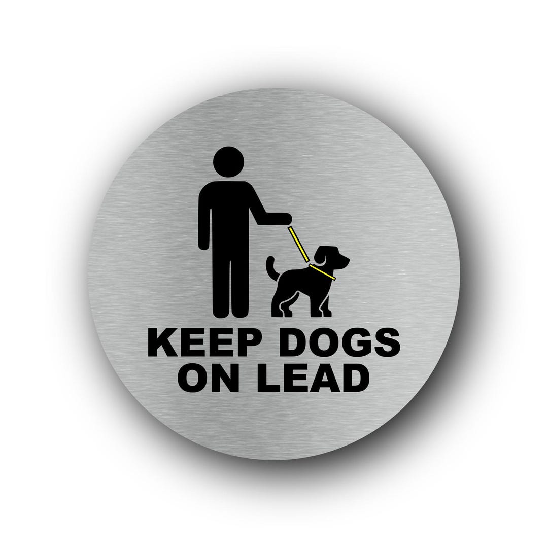 Keep Dogs on Lead Sign – 9.5x9.5cm Brushed Aluminium, Weatherproof ...