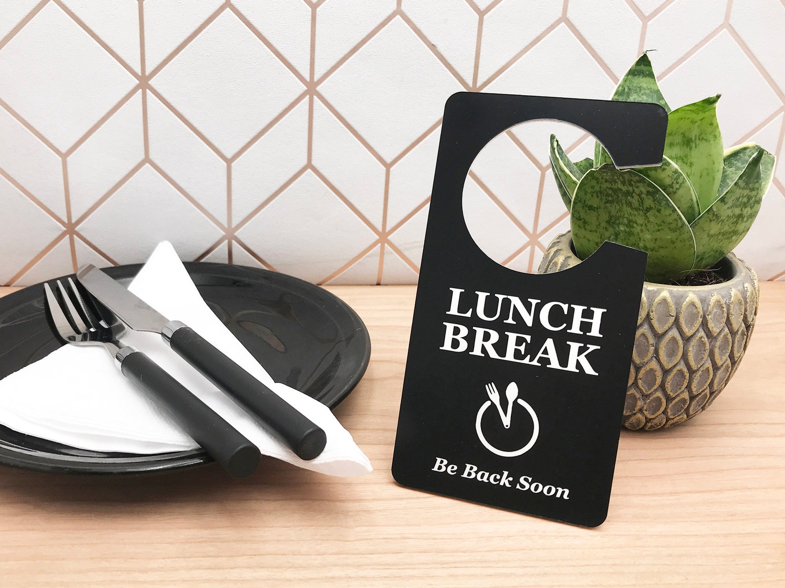 Lunch Break Door Hanger Be Back Soon Sign - Etsy