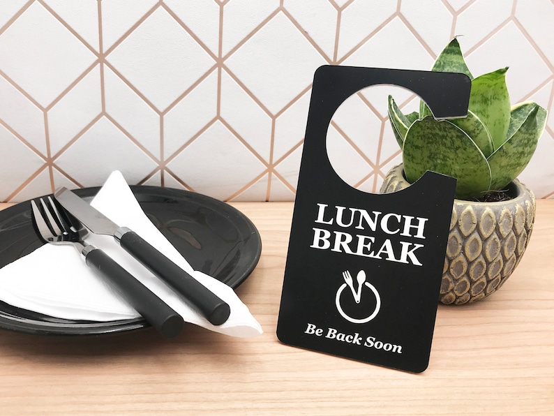 Lunch Break Door Hanger Be Back Soon Sign | Etsy