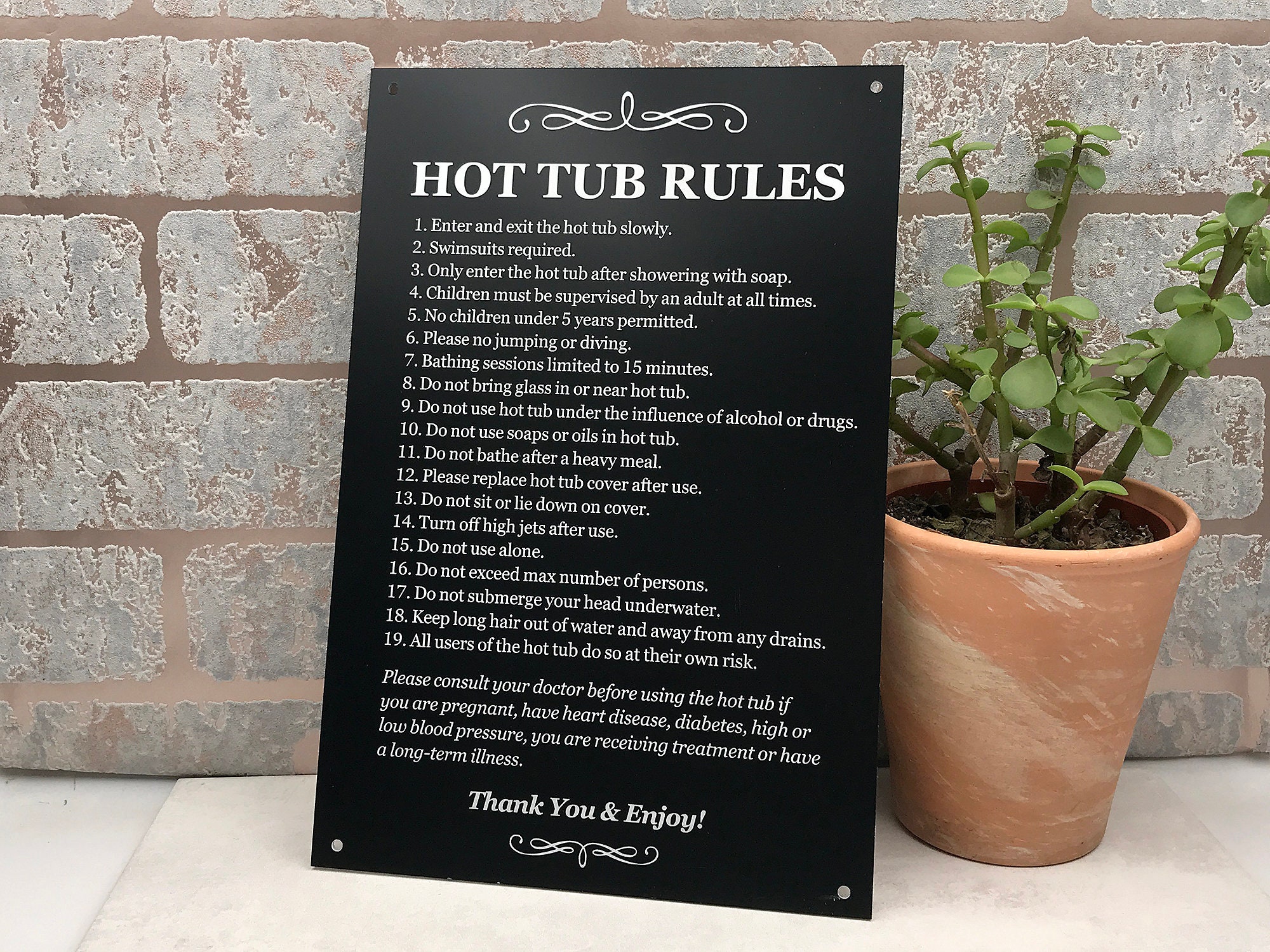 Hot Tub Rules Sign - Engraved Outdoor Signage - Etsy