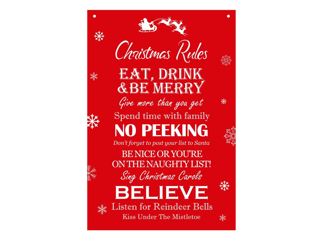 Christmas Rules, Festive Novelty Sign - Etsy