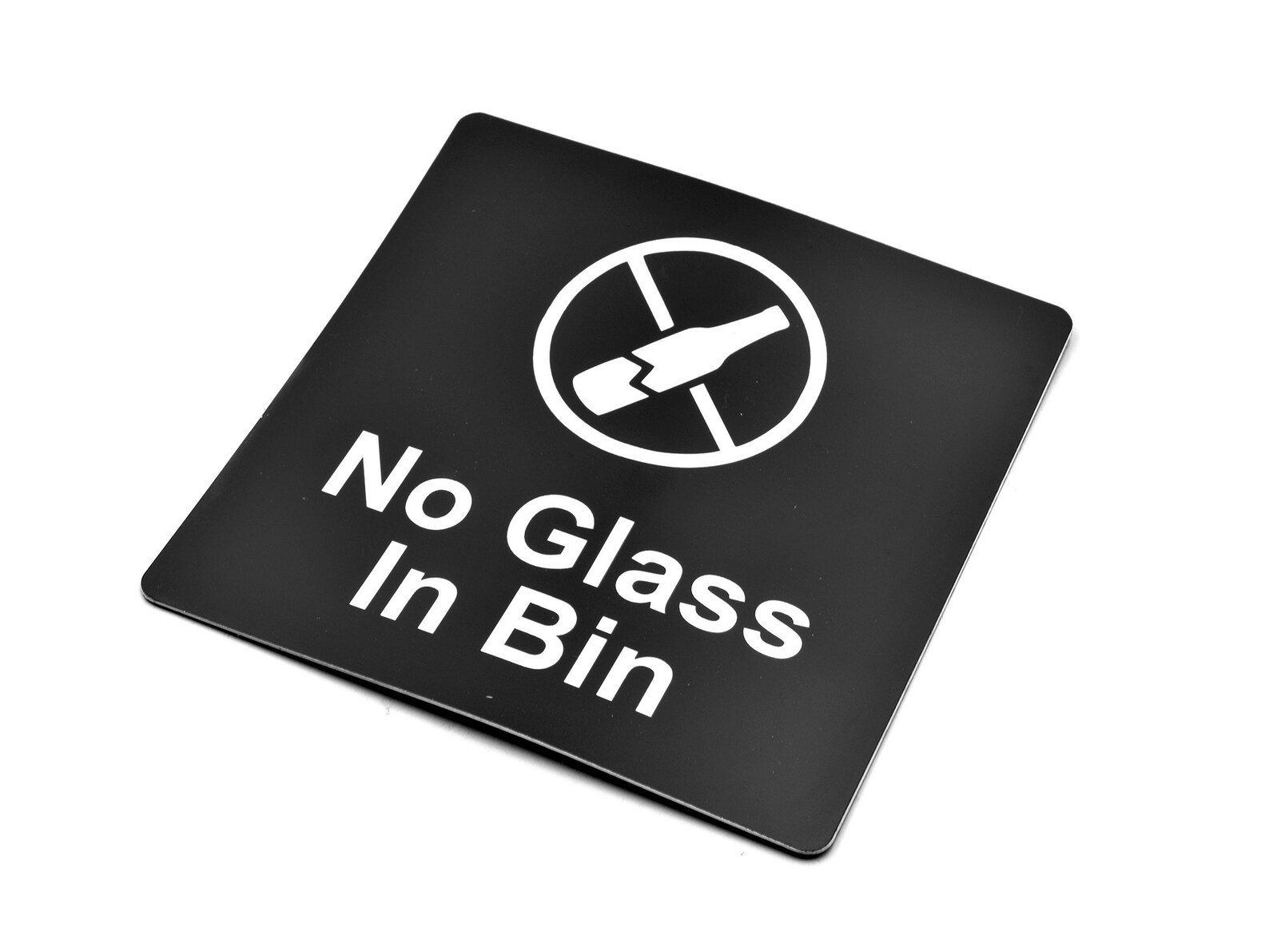 No Glass in Bin - Adhesive Sign - Etsy