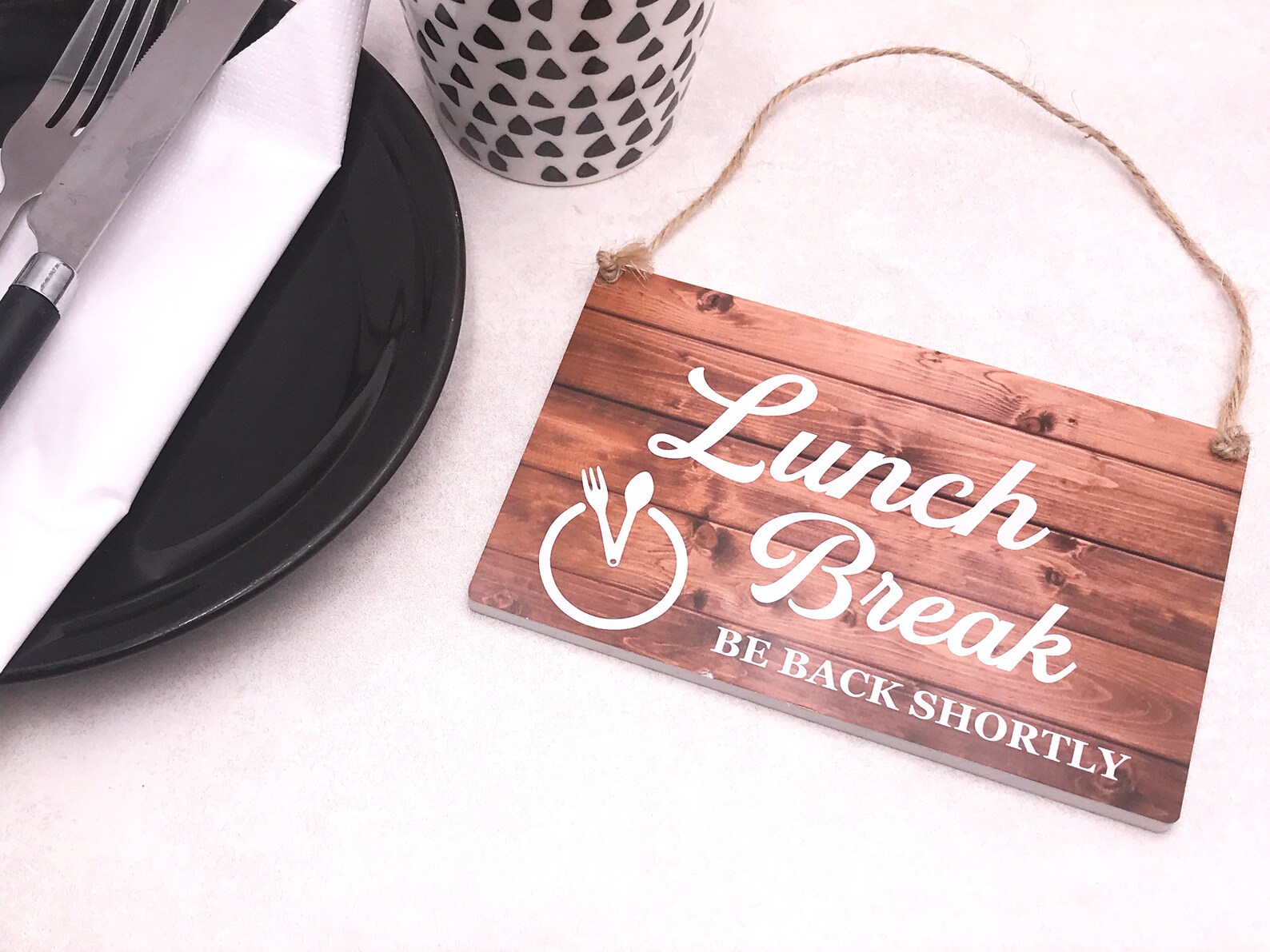 Lunch Break Hanging Sign: Be Back Soon Notice - Wood Effect - Etsy