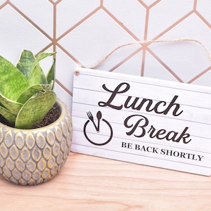Lunch Break Hanging Sign Be Back Soon Notice, Sign, Door Sign in Wood ...