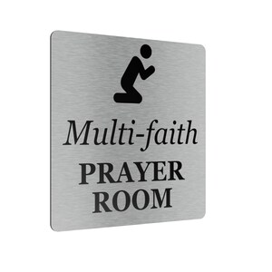 Multi-faith Prayer Room Sign – Brushed Silver Aluminium, Self-adhesive ...