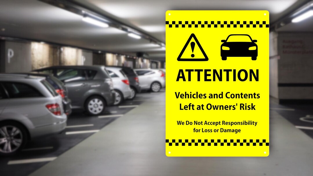 Yellow A4 Aluminium Sign for Car Parks - Vehicles Left at Owners' Risk ...