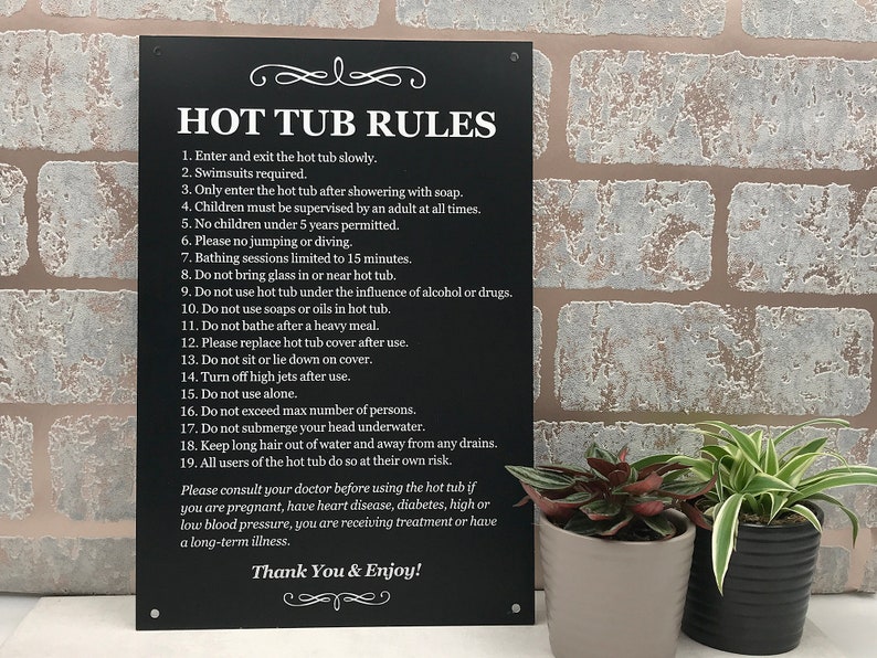 Hot Tub Rules Sign Engraved Outdoor Signage | Etsy