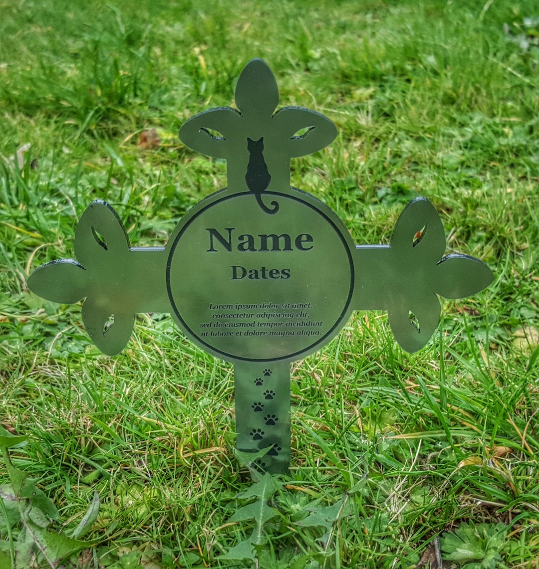 Personalised Circular Pet Cat Memorial Plaque Stake SILVER - Etsy UK