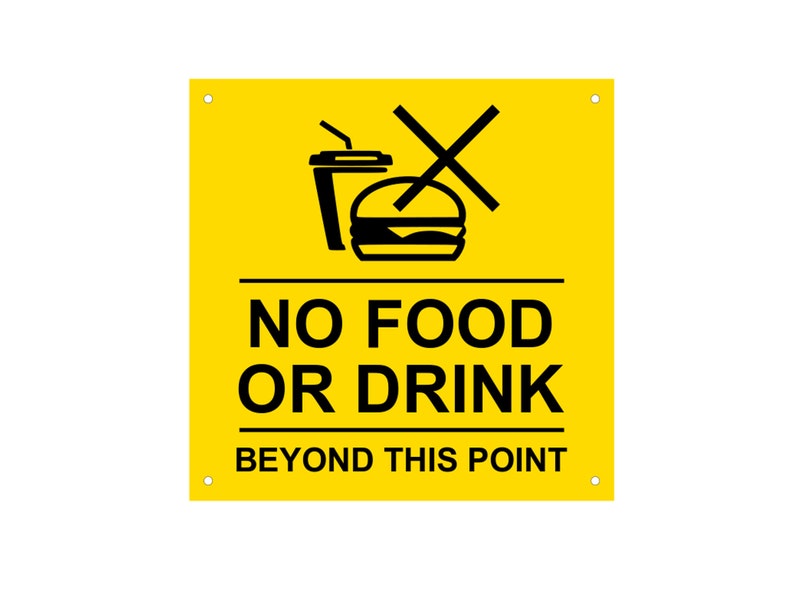 No Food or Drink Beyond This Point Sign Notice Warning - Etsy