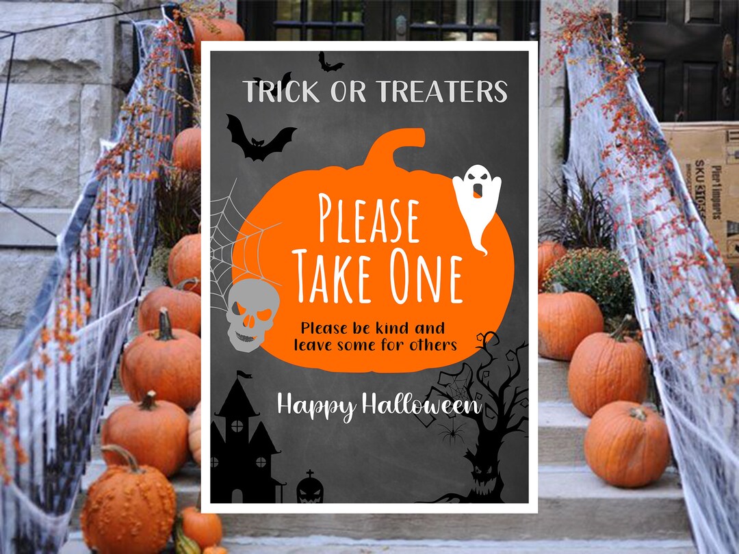 Halloween Trick or Treat Sign: "please Take One" Candy Bowl Display - Etsy