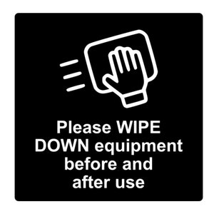 Wipe Down Equipment Sign: Gym & Fitness Center Adhesive Notice (12cm X ...